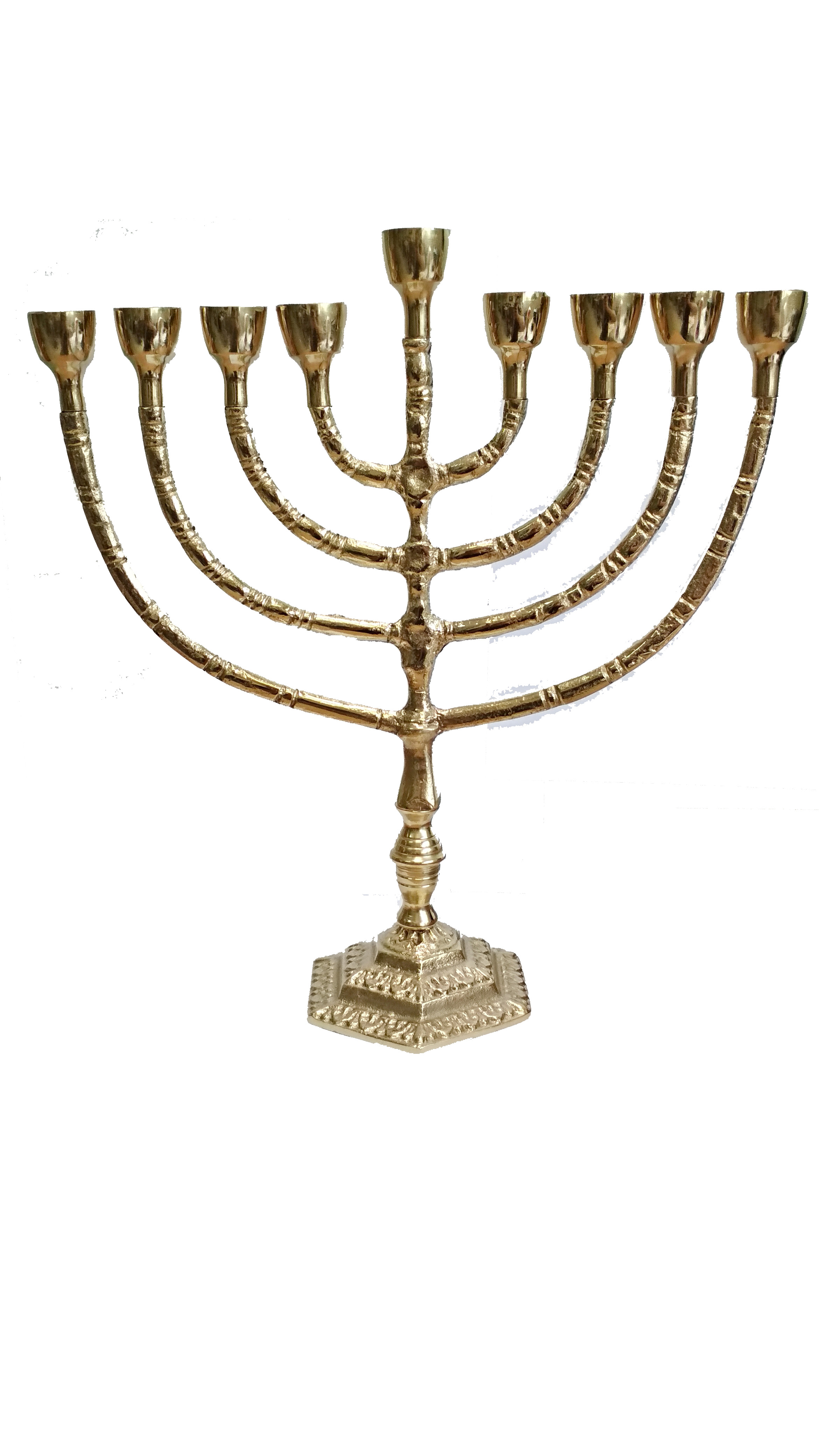 Chanukiá de metal dourada